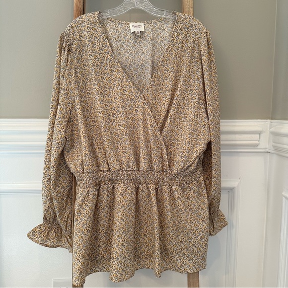 Hayden | Tops | Crossover Peplum Blouse With Smocked Elastic Waist ...